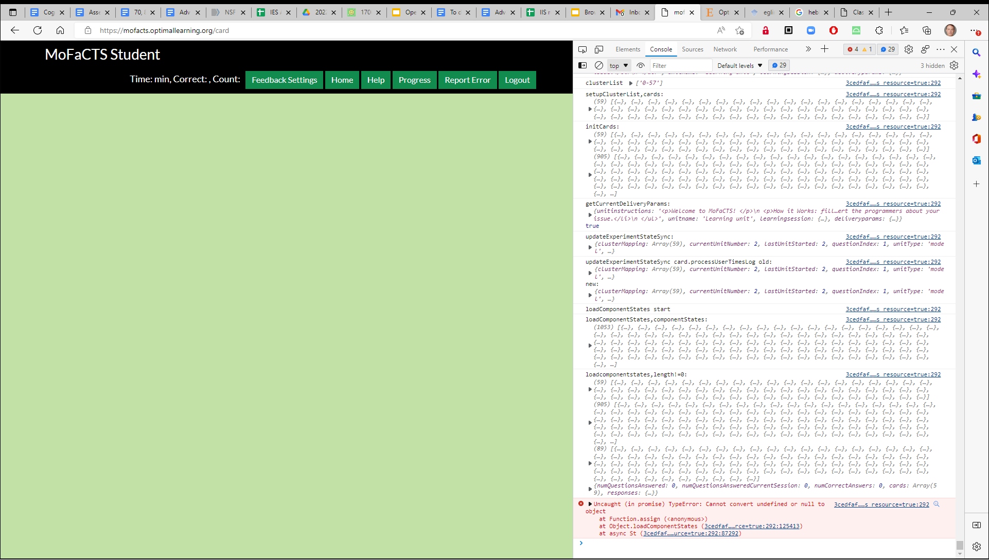 Practice resuming doesn't work at all · Issue #954 · memphis-iis/mofacts · GitHub
