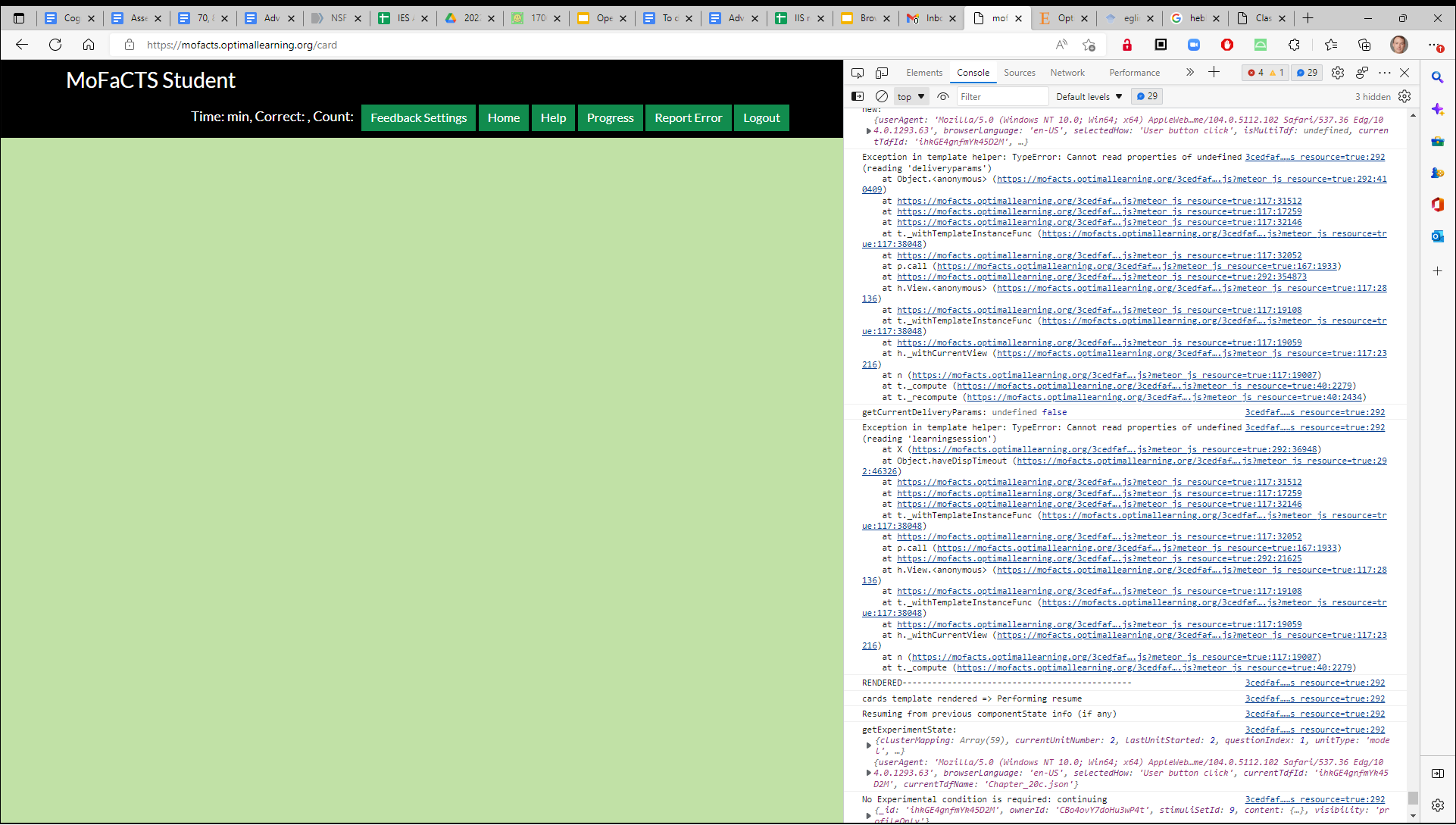Practice resuming doesn't work at all · Issue #954 · memphis-iis/mofacts · GitHub