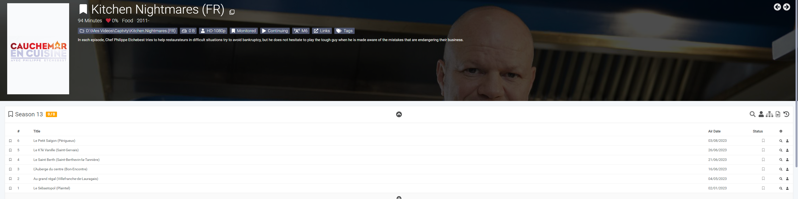 Bad title for Kitchen Nightmare French TV Show (the good title is Cauchemar en Cuisine) no ...