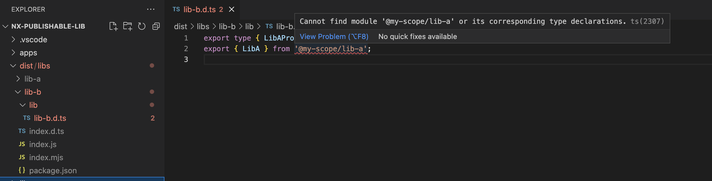 Incorrect Types For Publishable Lib While Importing Other Buildable Libs · Issue 16189 · Nrwl