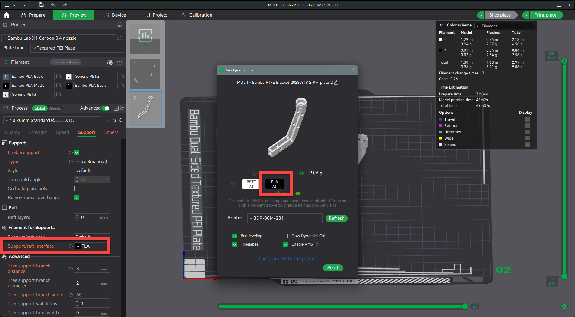 "Send print job to" Dialogue Defaults To Incorrect AMS Filament Slots vs Project Settings For ...