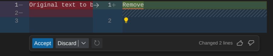 Inline chat for direct single edit application · Issue #190239 · microsoft/vscode · GitHub