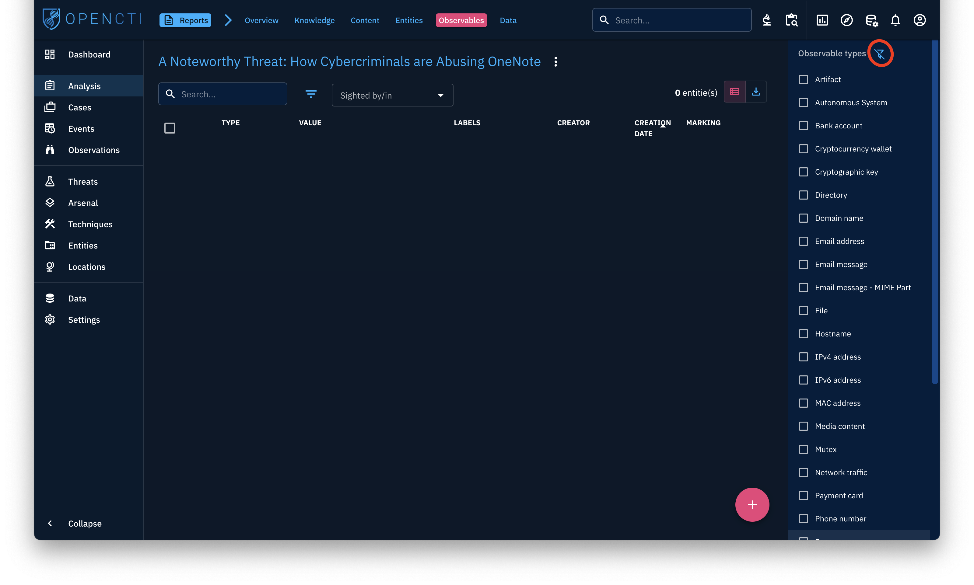 Navigating Back To Observables View Creates A Filter Hiding All Entities In Reports And Cases
