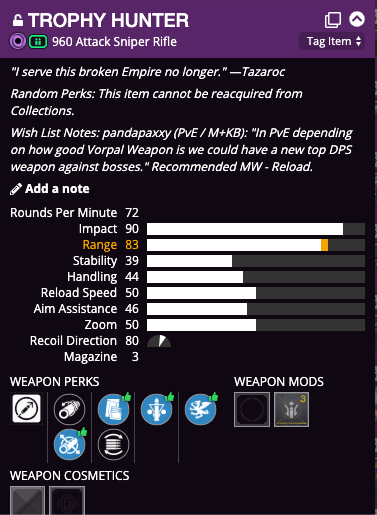 Tactical Mag Does Not Add 1 Magazine To Trophy Hunter · Issue 4940 · Destinyitemmanagerdim