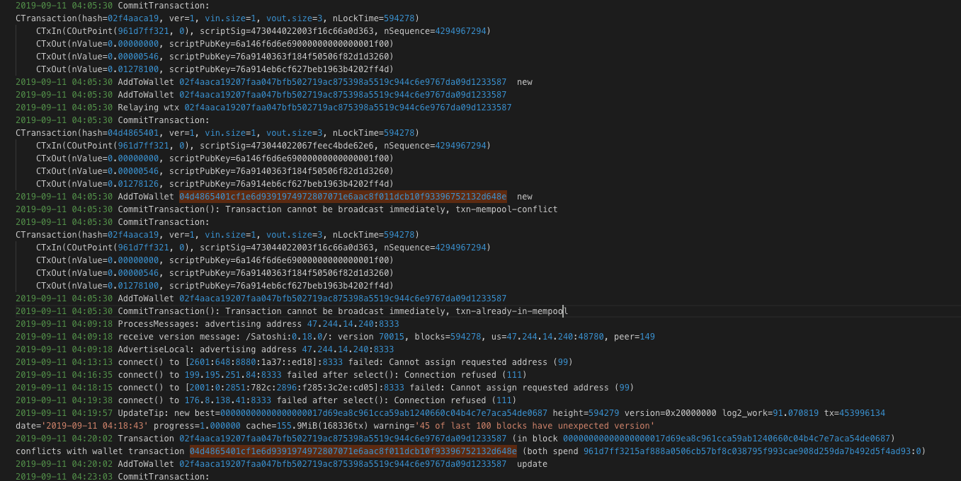 Transaction cannot be broadcast immediately, txn-mempool-conflict · Issue #1007 · OmniLayer ...