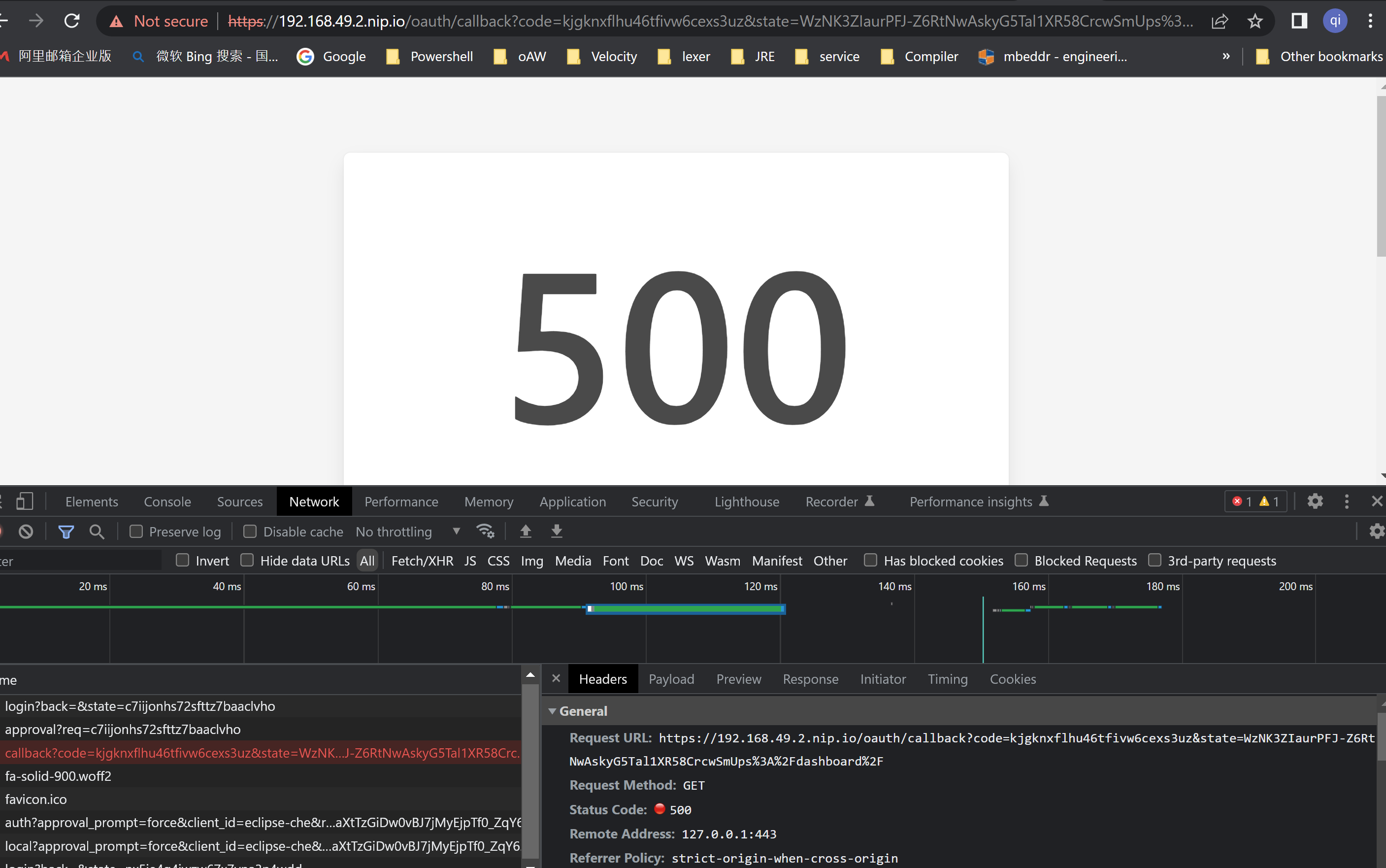 oauth2.0-proxy with 500 error: redeeming code during OAuth2 callback: token exchange failed ...