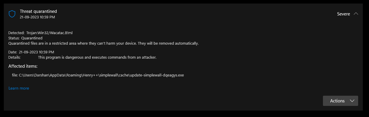 [Bug] Several anti-virus programs identified simplewall-3.7.2-setup.exe as malicious. · Issue ...