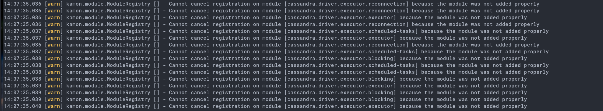 Module registration errors on the Cassandra Driver executors · Issue #1154 · kamon-io/Kamon · GitHub
