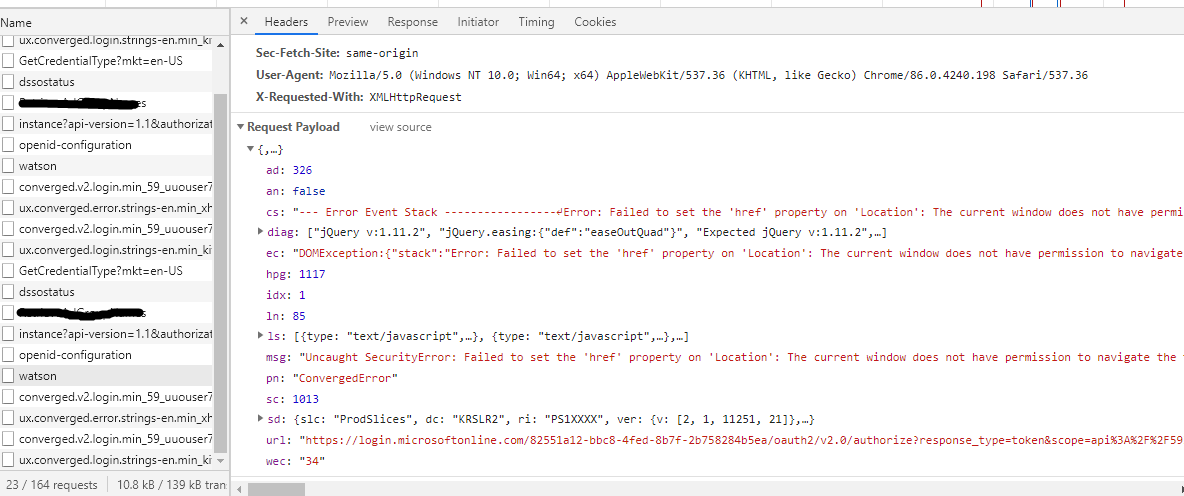 Unsafe JavaScript attempt to initiate navigation for frame with origin 'https://xxx.xxx.net.au ...