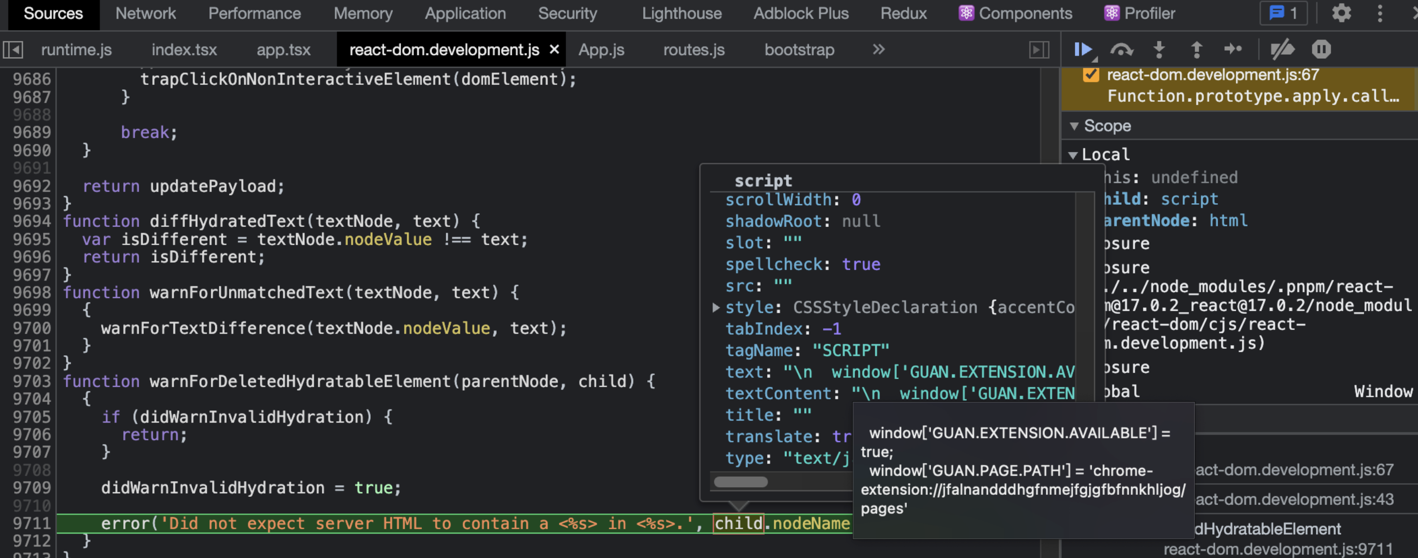 Chrome 插件导致 Hydrate 节点不匹配 · Issue #99 · ice-lab/ice-next · GitHub