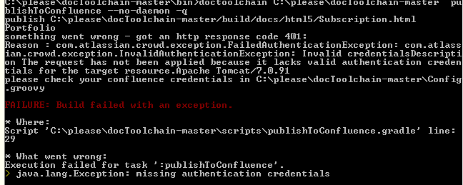 java.lang.Exception: missing authentication credentials · Issue #303 · docToolchain/docToolchain ...