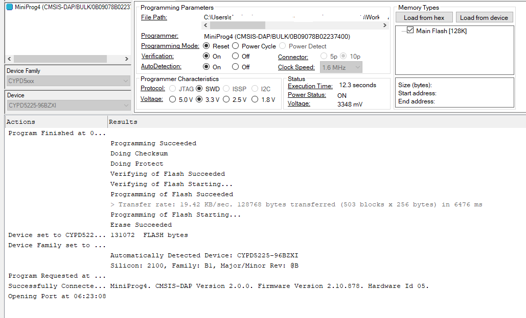 After upgrade to FW 2.21.1005 MiniProg4 cannot acquire CCG5 devices ...