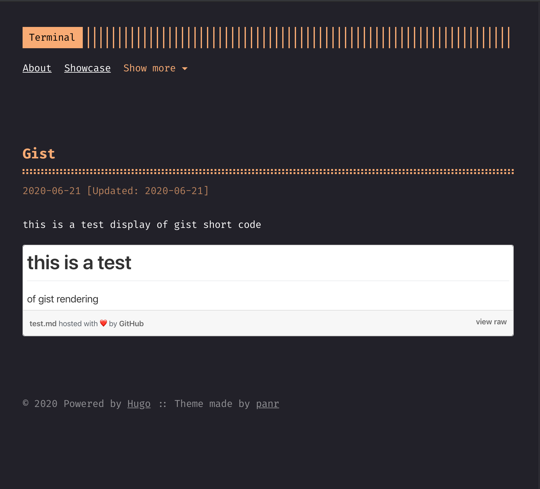 Issue With Gist Display · Issue #156 · panr/hugo-theme-terminal · GitHub