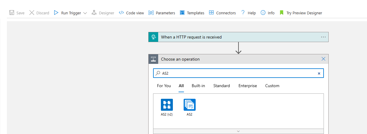 As2 V2 Connector Not Appearing In Preview Designer For La Consumption · Issue 3431 · Azure
