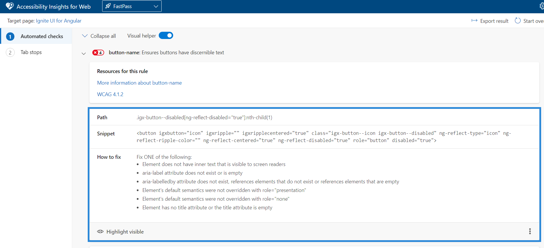 Scan with Accessibility Insights for Web reports issues with igx-grid · Issue #7037 · IgniteUI ...