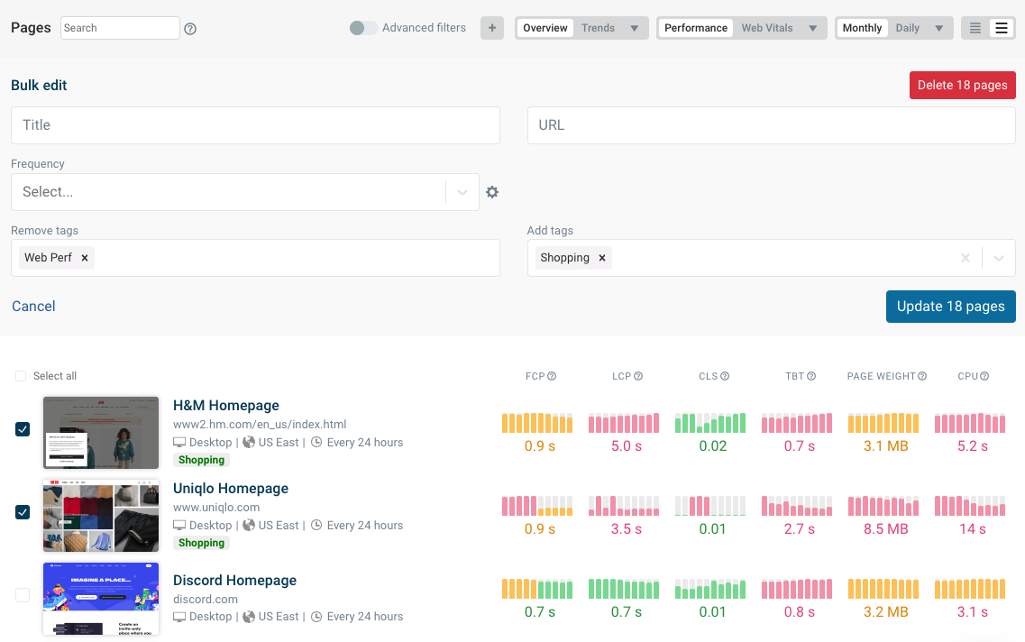 Project Performance Overview | DebugBear