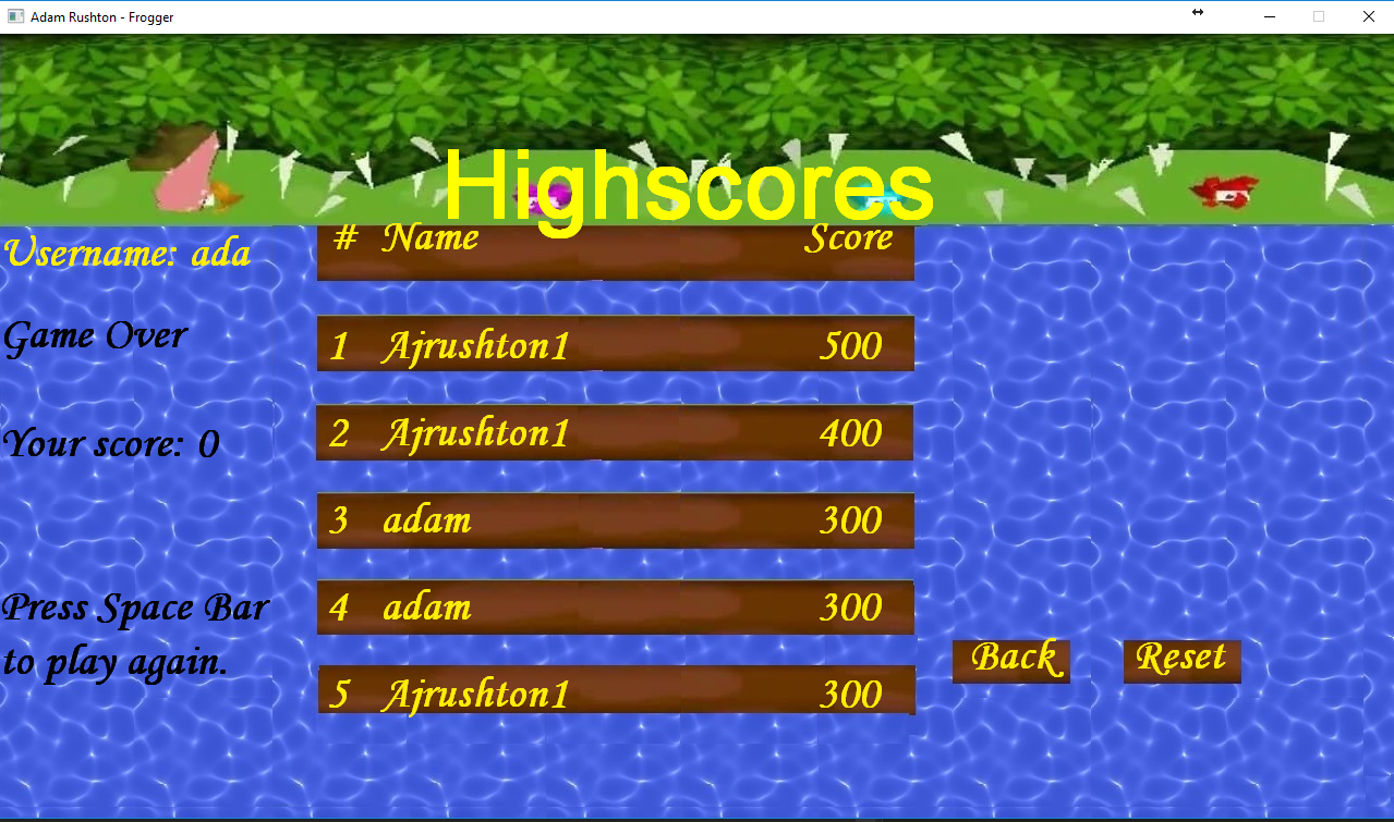 GitHub - adamrushton/Frogger-Game: C++ using TL Engine
