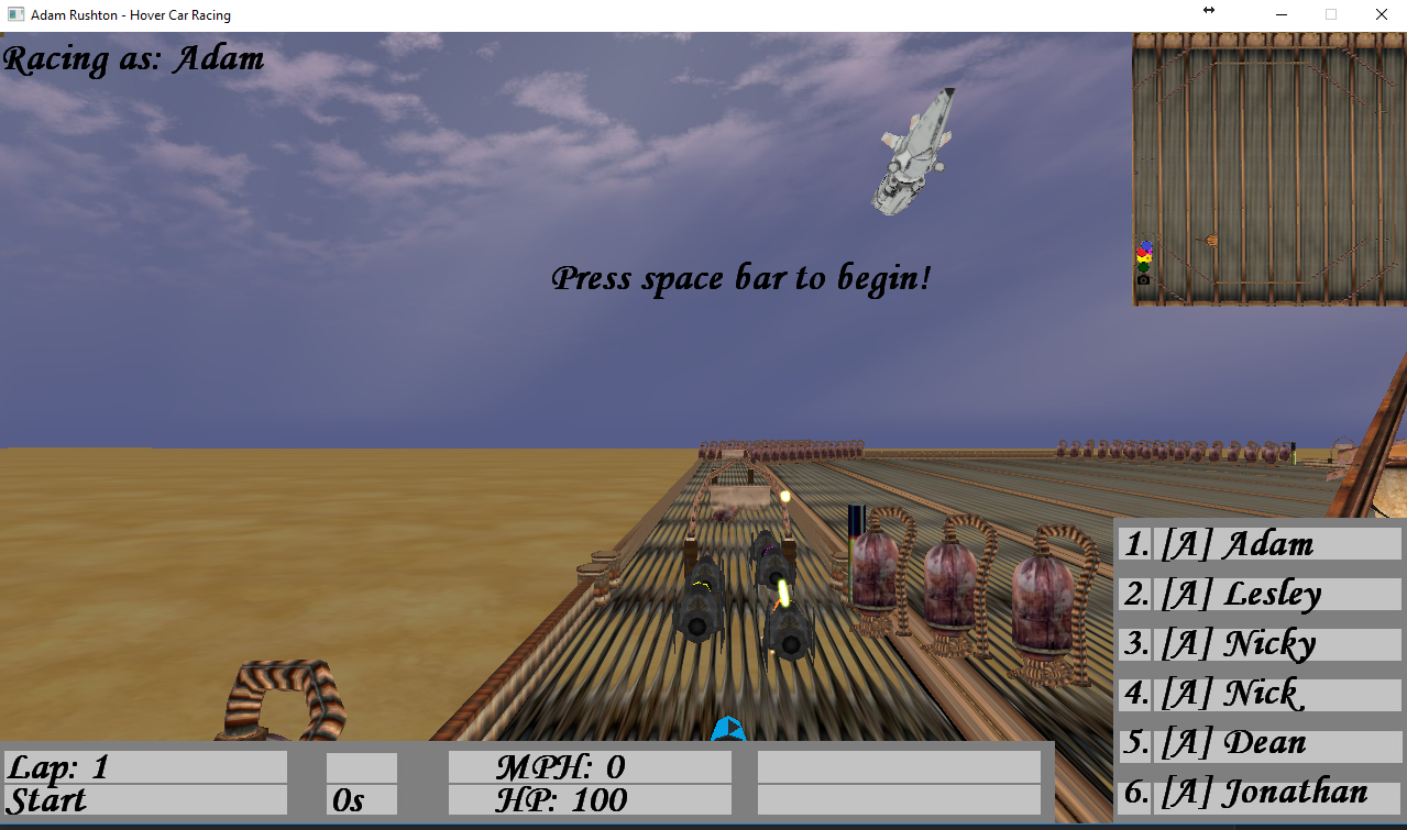 GitHub - adamrushton/Hover-Car-Racing-Game: C++ using TL Engine