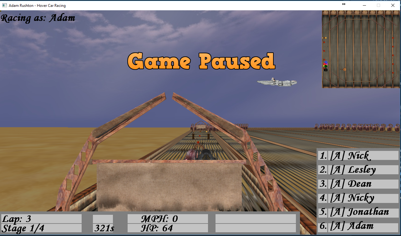 GitHub - adamrushton/Hover-Car-Racing-Game: C++ using TL Engine