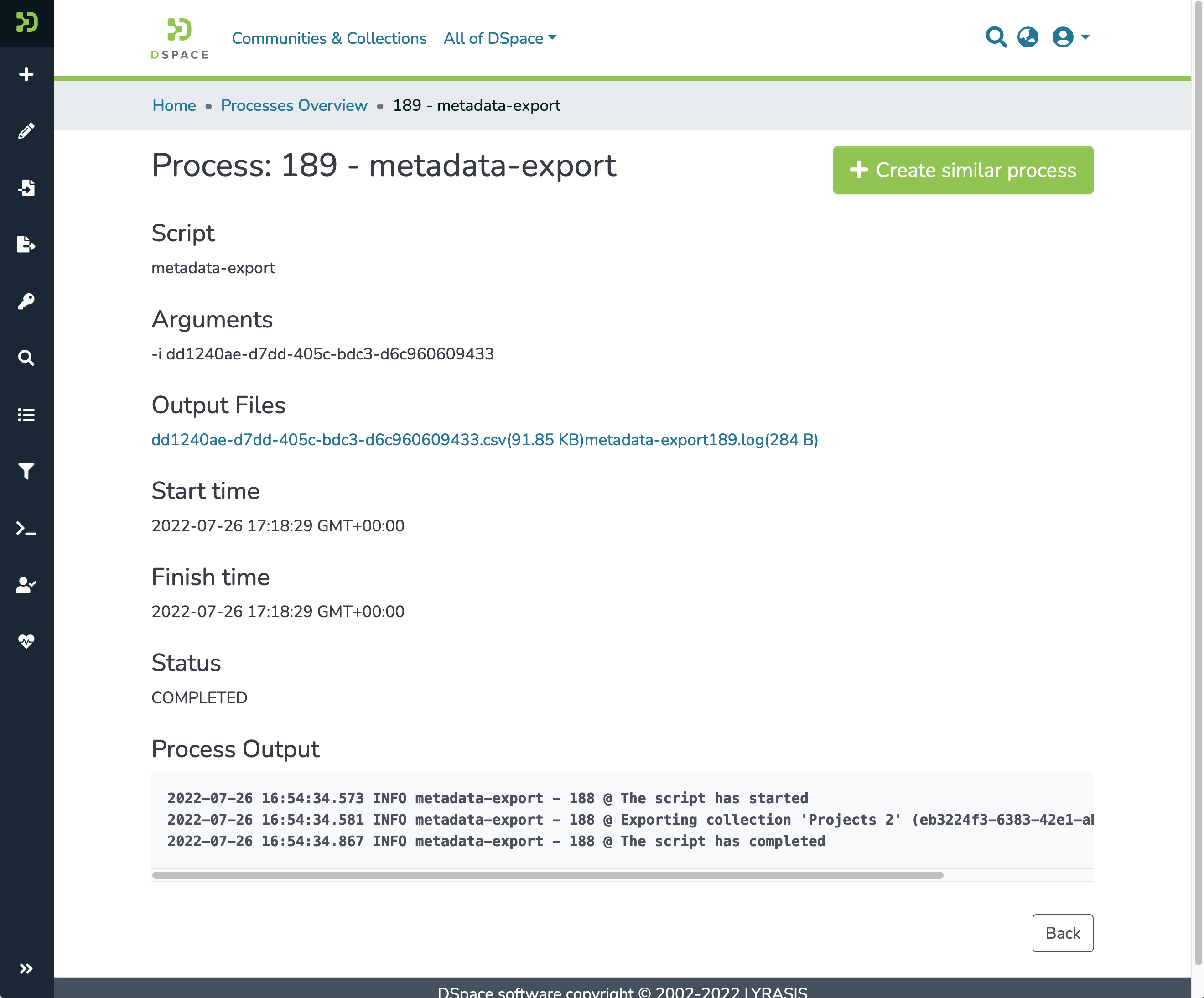 Process page: Separate Output File links · Issue #8425 · DSpace/DSpace · GitHub