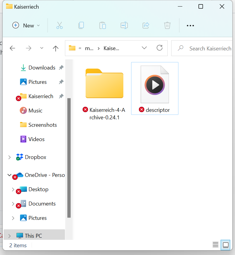 Impossible to install Kaiserriech 0.24.1 as launcher will say path is invalid and if modify (In ...