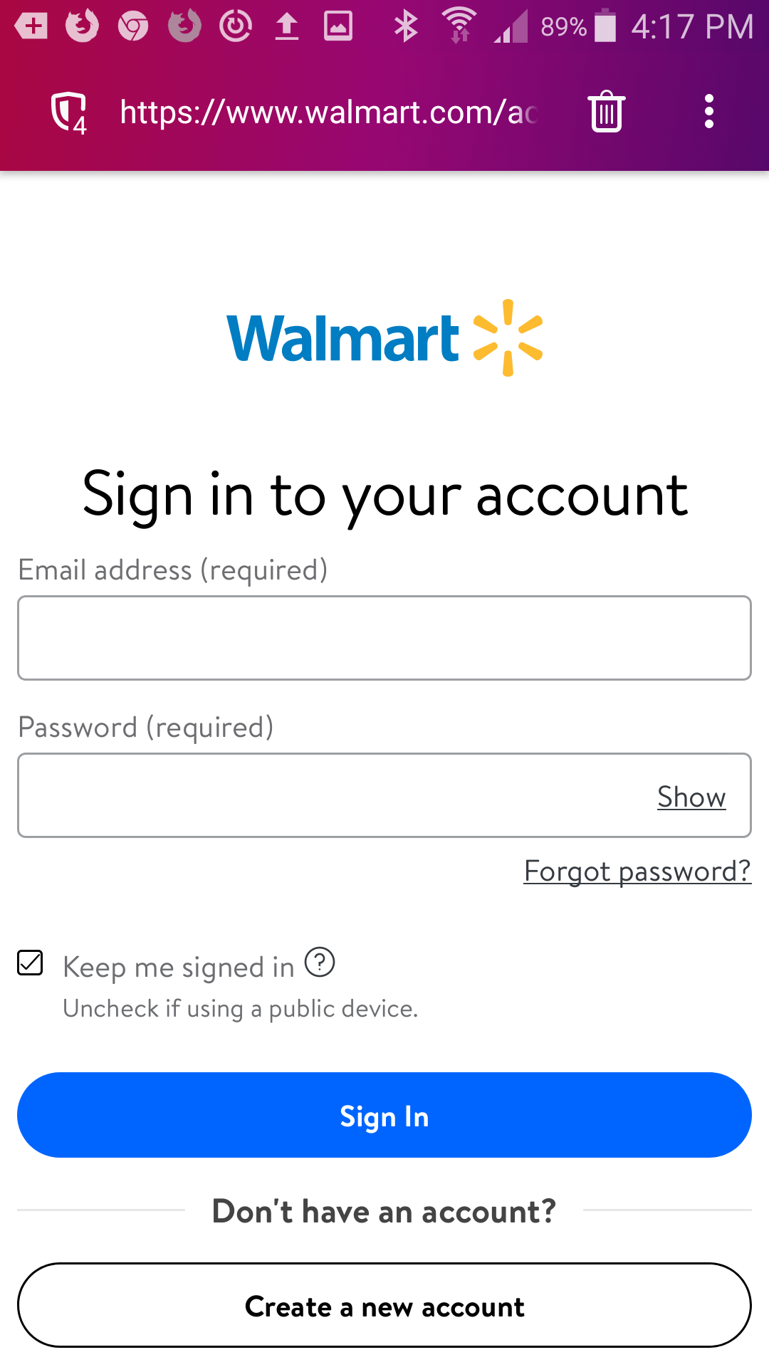 www.walmart.com - App crashes after the Walmart login page is accessed ...