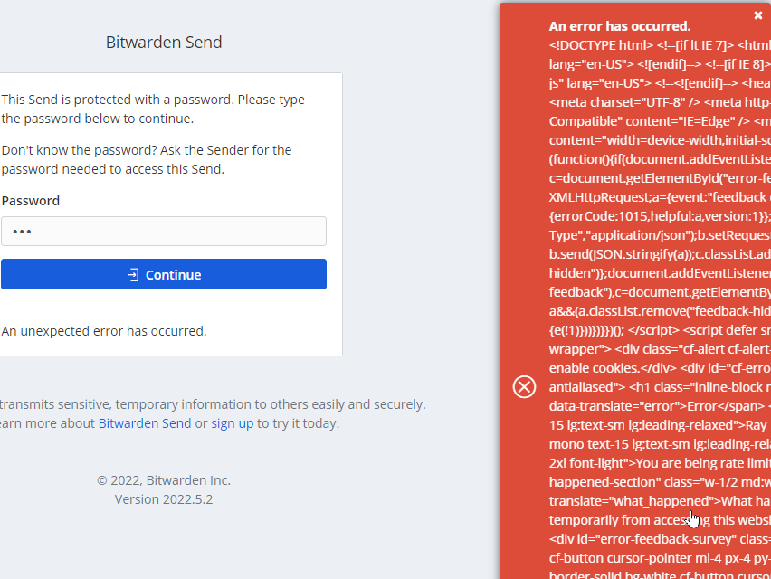 Rate Limiting Error gives HTML · Issue #2958 · bitwarden/clients · GitHub