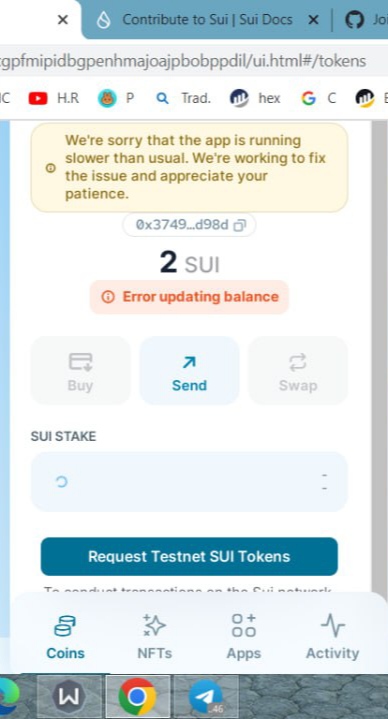Wallet dont show balances, and dont running well. · Issue #10686 · MystenLabs/sui · GitHub
