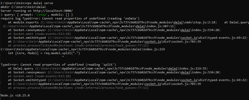 Problem Model --> query: { prompt: '/stop', models: [] } · Issue #381 · cocktailpeanut/dalai ...