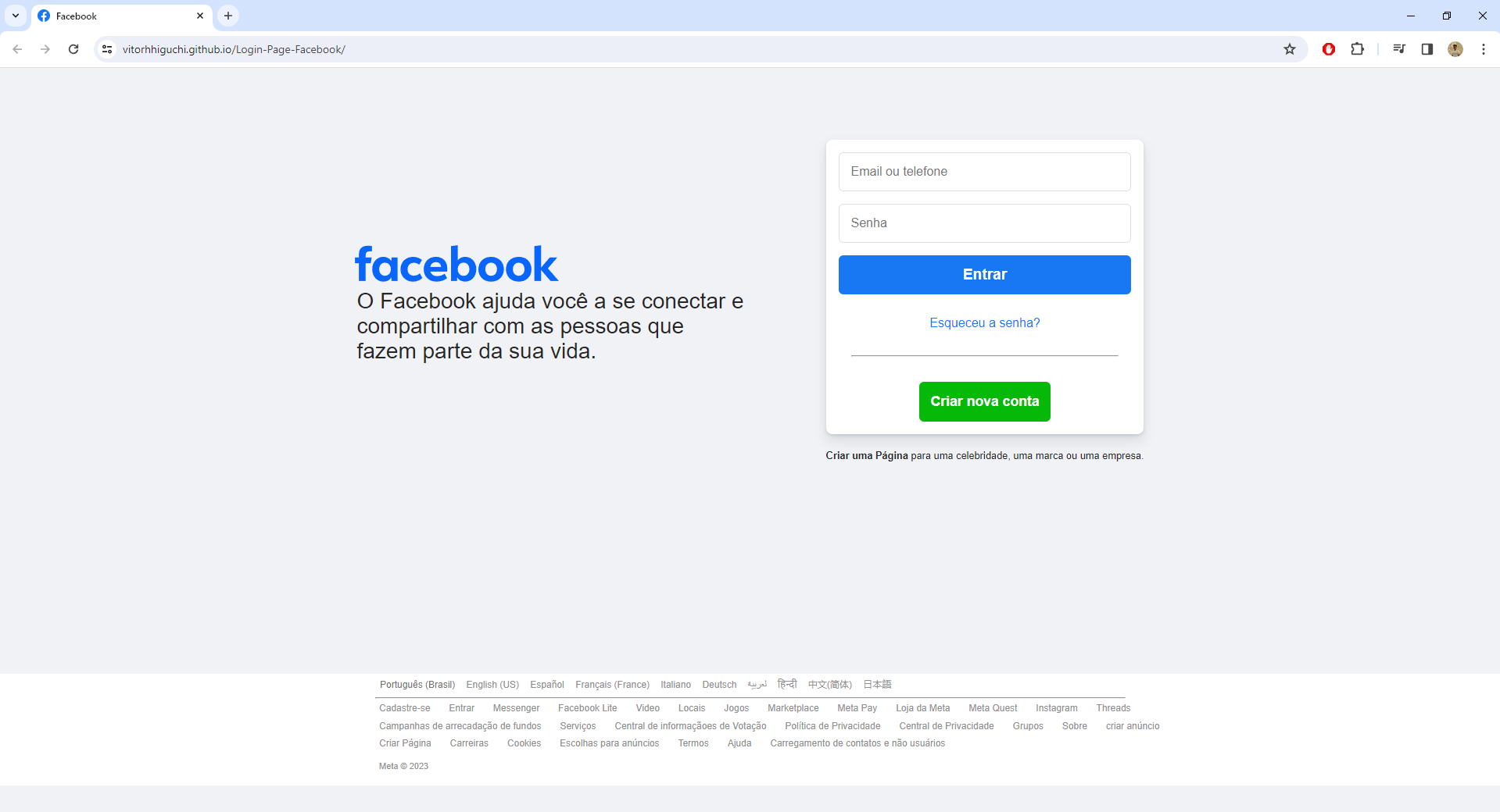 GitHub - vitorhhiguchi/Login-Page-Facebook: Clone da página de login do facebook - task de ...