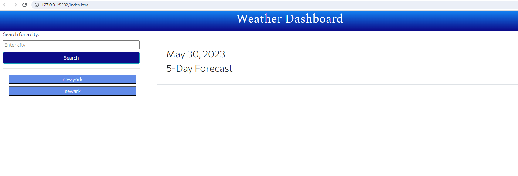 GitHub - annemarywynter1986/WeatherDashboard