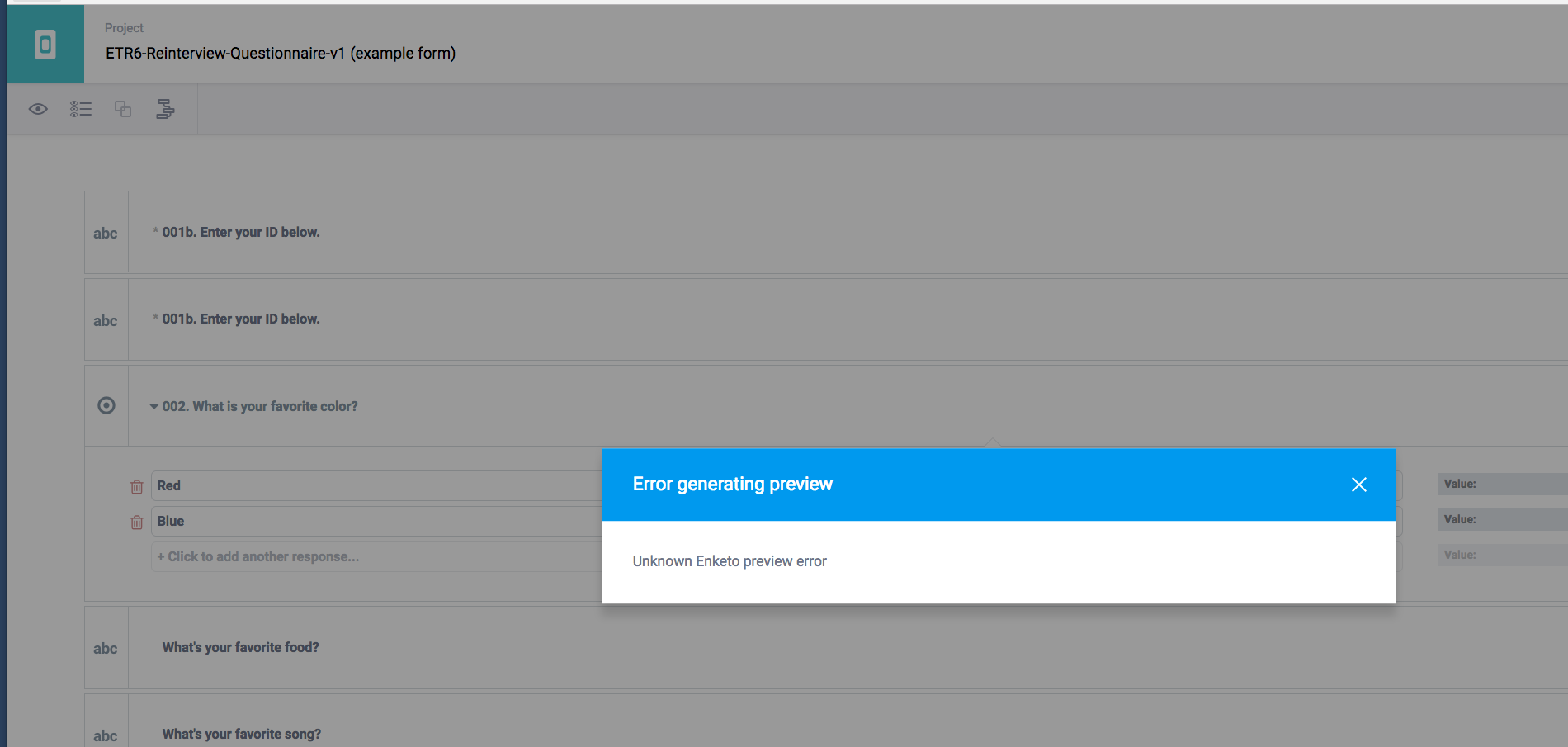 Error generating preview: Unknown Enketo preview error · Issue #1986 · kobotoolbox/kpi · GitHub