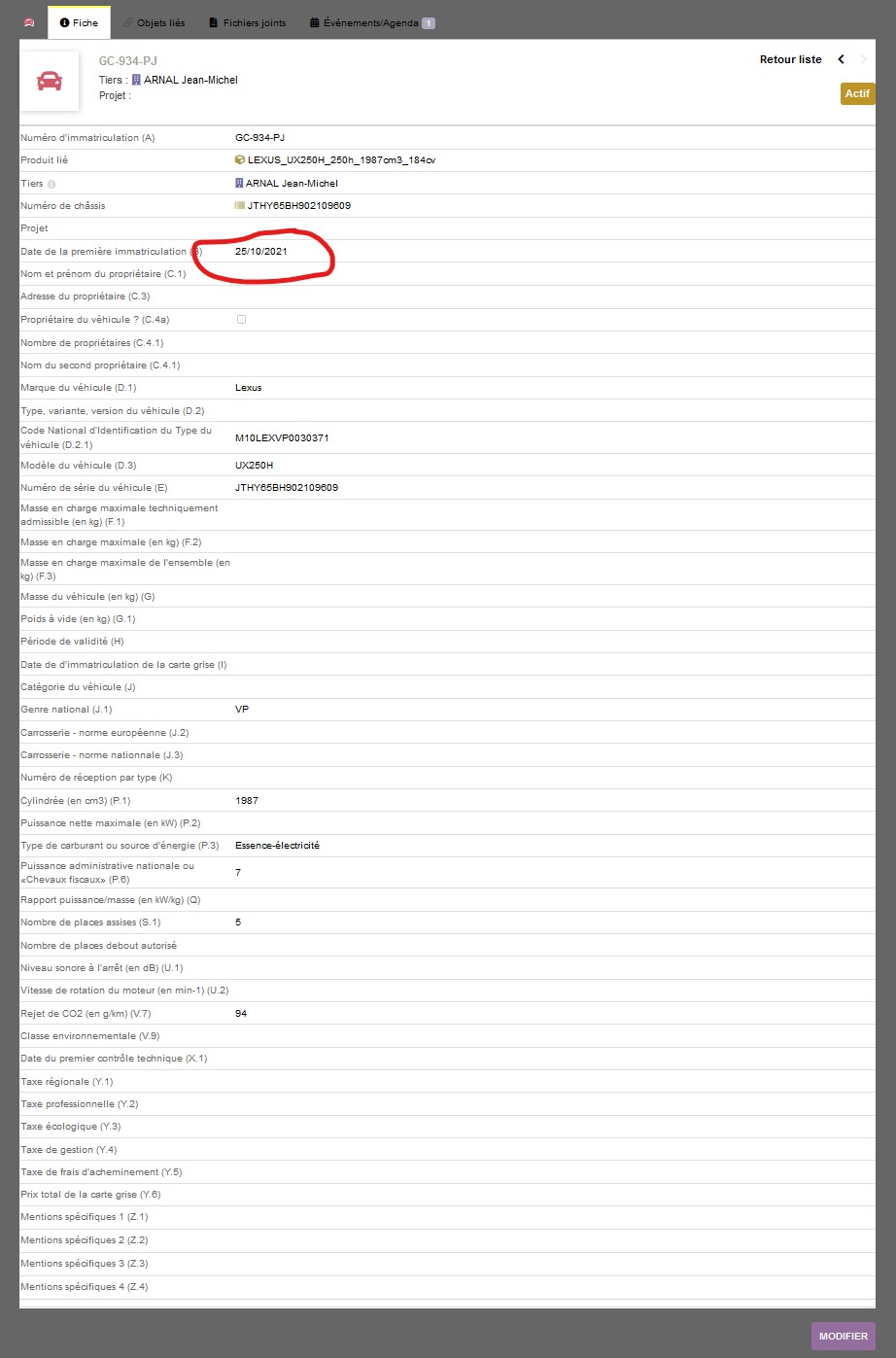 Date de 1ere mise en circulation · Issue #193 · Evarisk/dolicar · GitHub