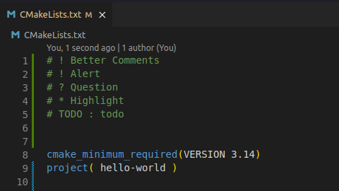 Support for CMakeLists.txt · Issue #465 · aaron-bond/better-comments · GitHub