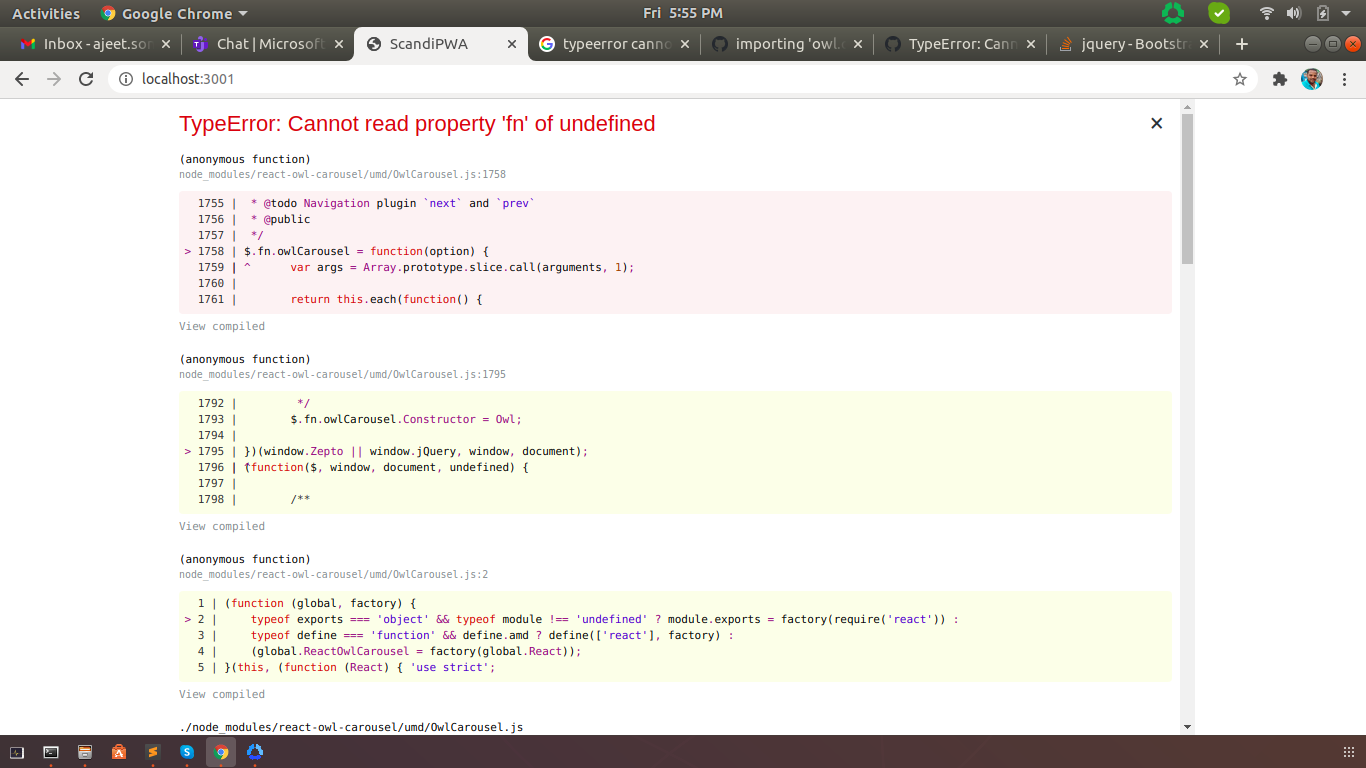 importing 'owl.carousel' with webpack causes Uncaught TypeError: Cannot read property 'fn' of ...