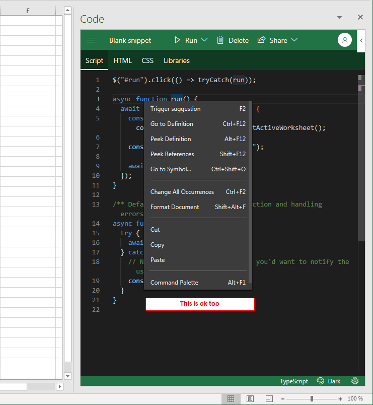 Position of the editor context menu lets sometimes be entries not ...