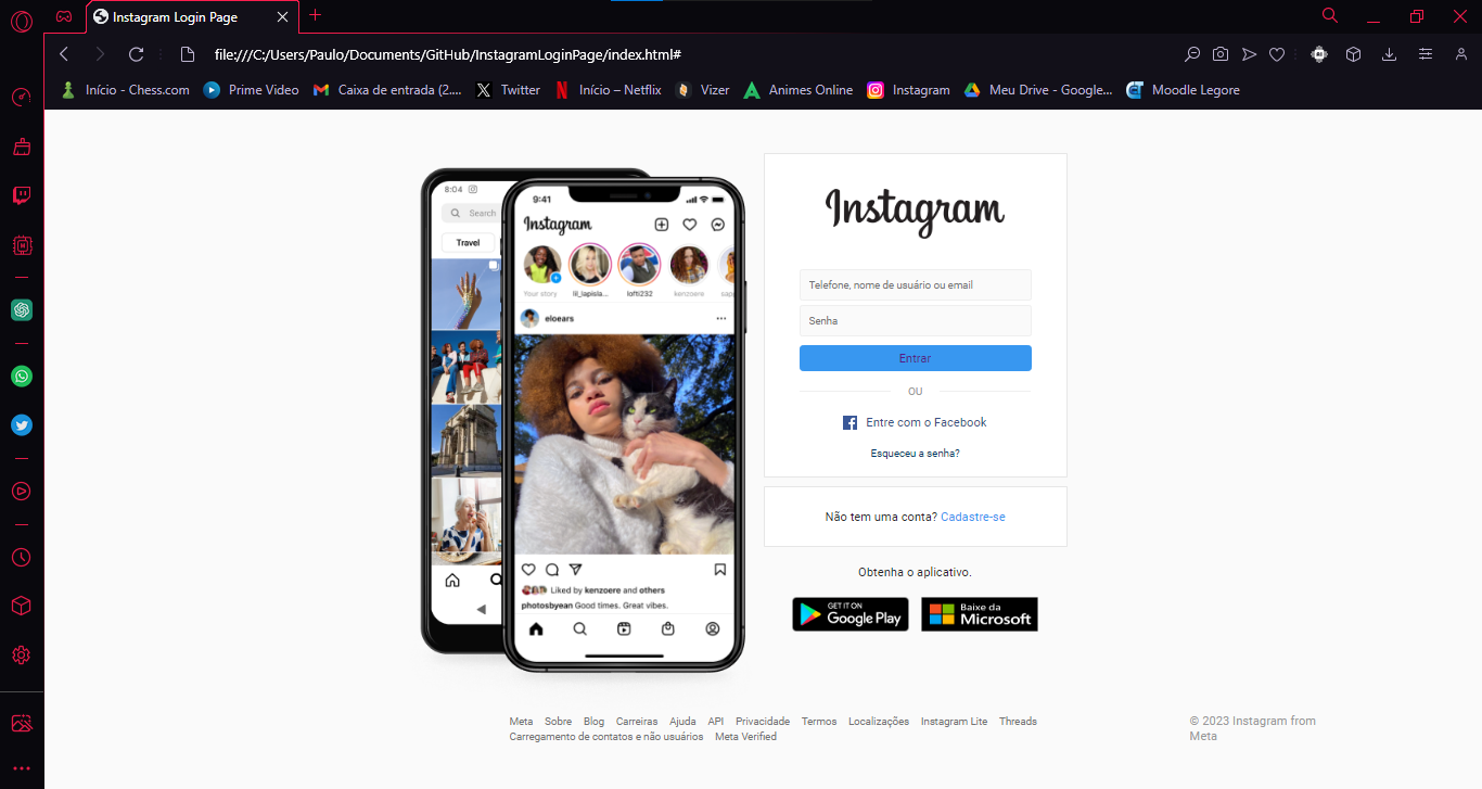 GitHub - Pauloluzkk/InstagramLoginPage: Clone da página de Login do ...
