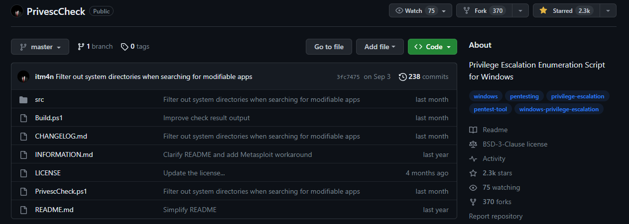 GitHub - deeexcee-io/PrivEscCheck-Decoded: itm4n's Priv Esc Check Script which has been decoded ...