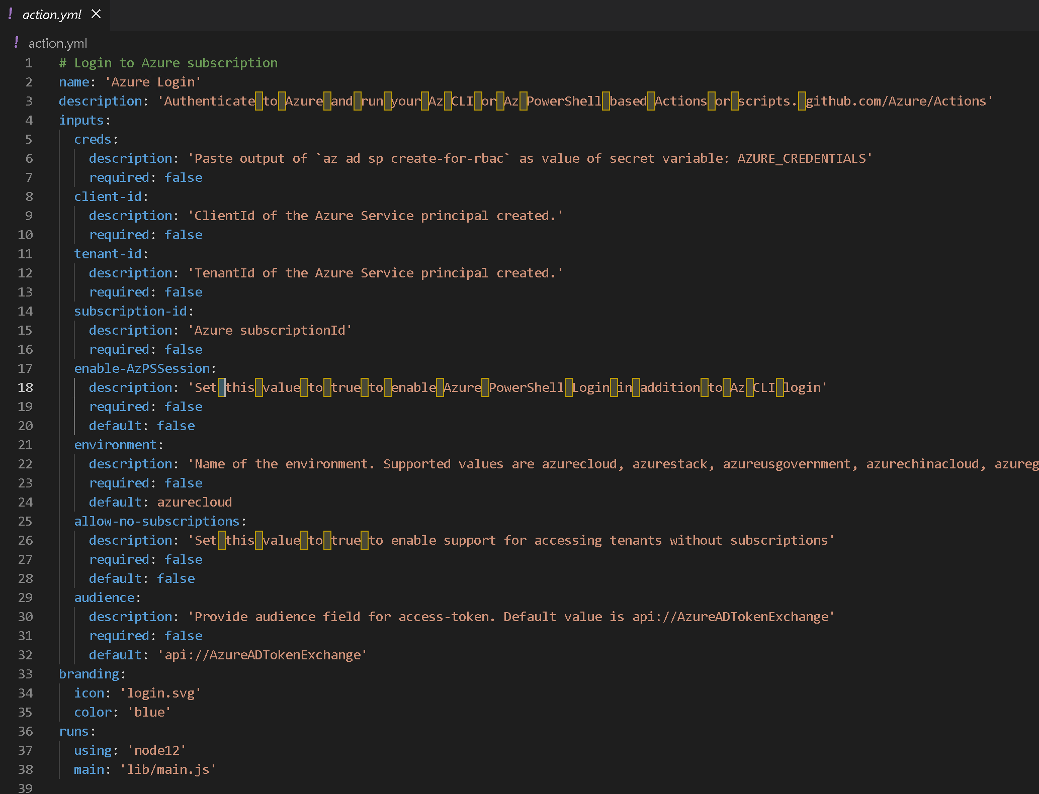 Why is Unicode Character U+202F in action.yml · Issue #215 · Azure/login · GitHub