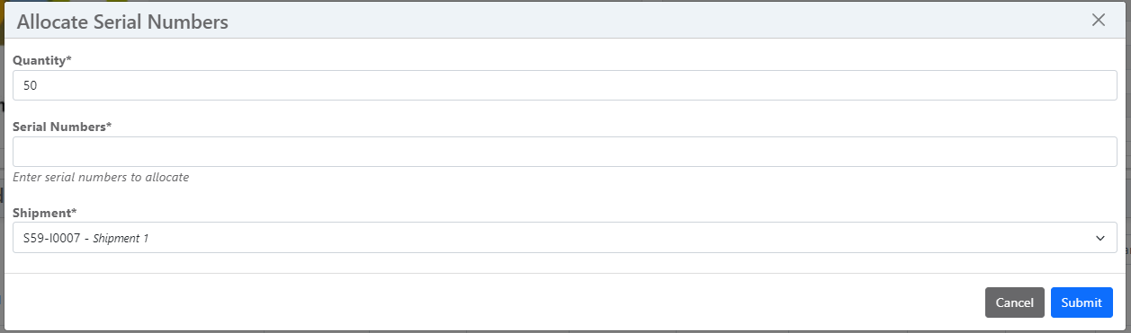 Sales order assigning serial number add selection box · Issue #4887 · inventree/InvenTree · GitHub