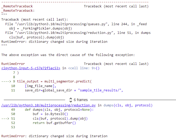 🐛 Segmentation engines produce dictionary changed size during iteration error · Issue #605 ...