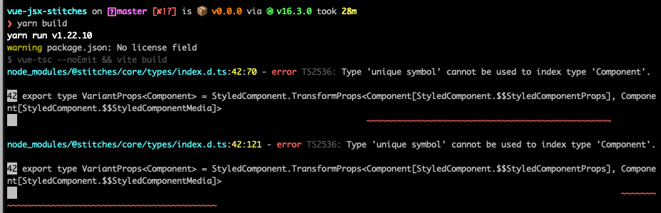 Type 'unique symbol' cannot be used to index type 'Component'. · Issue #754 · stitchesjs ...