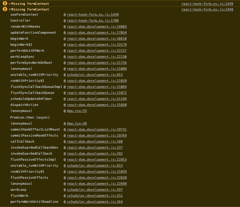 Missing Formcontext Warning · Issue 1261 · React Hook Form React Hook Form · Github
