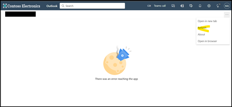 Refresh” Button In The App Header In Outlook Not Loading · Issue 8991 · Microsoftdocsmsteams