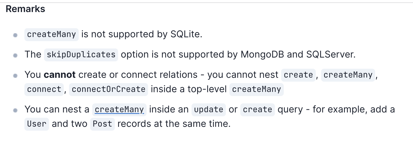 How to use connect inside createMany ? · prisma prisma · Discussion #18963 · GitHub