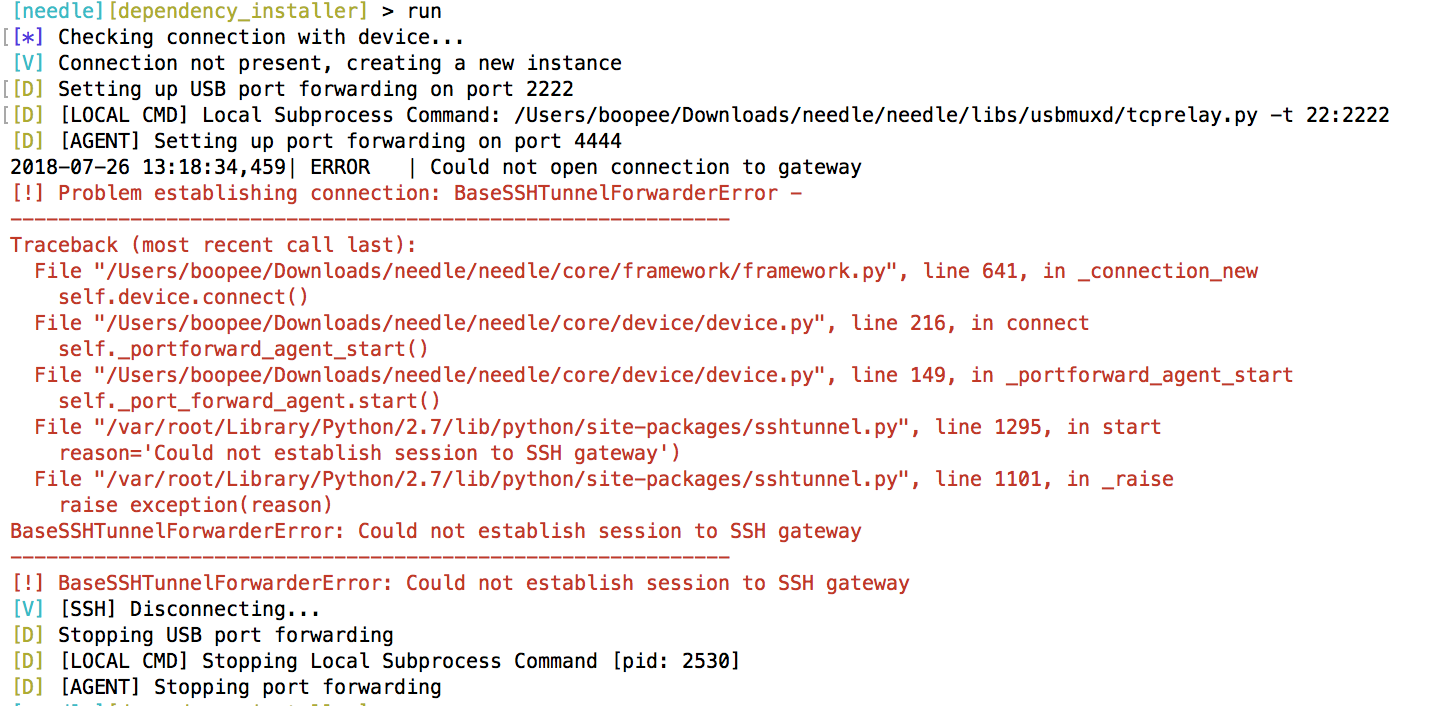 Unable to SSH with wifi or USB using Needle · Issue #260 · ReversecLabs/needle · GitHub