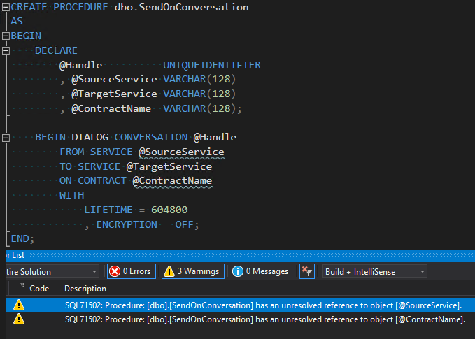 DacFx gives false-positive constant warning if source service or a contract is a variable in ...