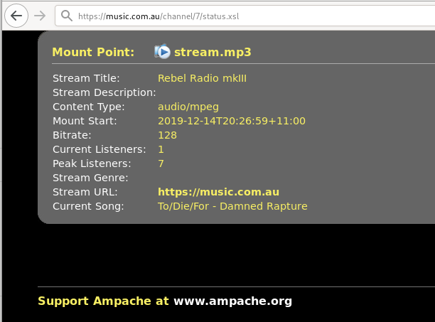 Configure channel for streaming · Issue #2237 · ampache/ampache · GitHub