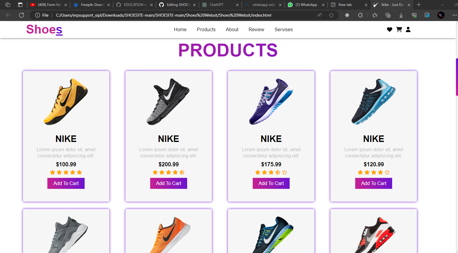 GitHub - KSKDhasan/SHOESITE: This repository is to develop a E-Commerce website using HTML and ...