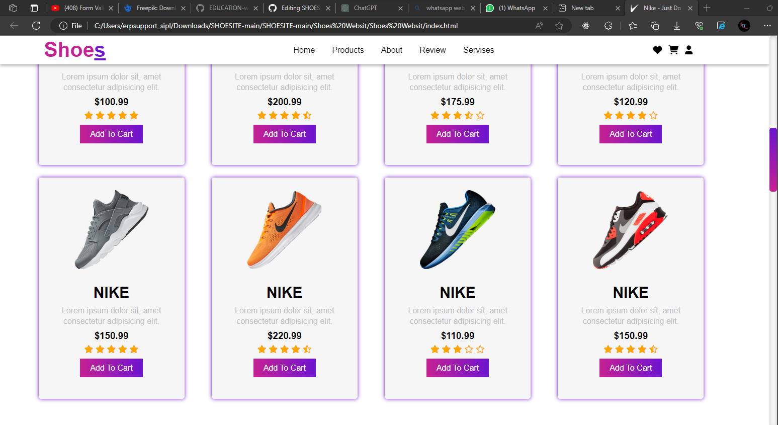 GitHub - KSKDhasan/SHOESITE: This repository is to develop a E-Commerce website using HTML and ...